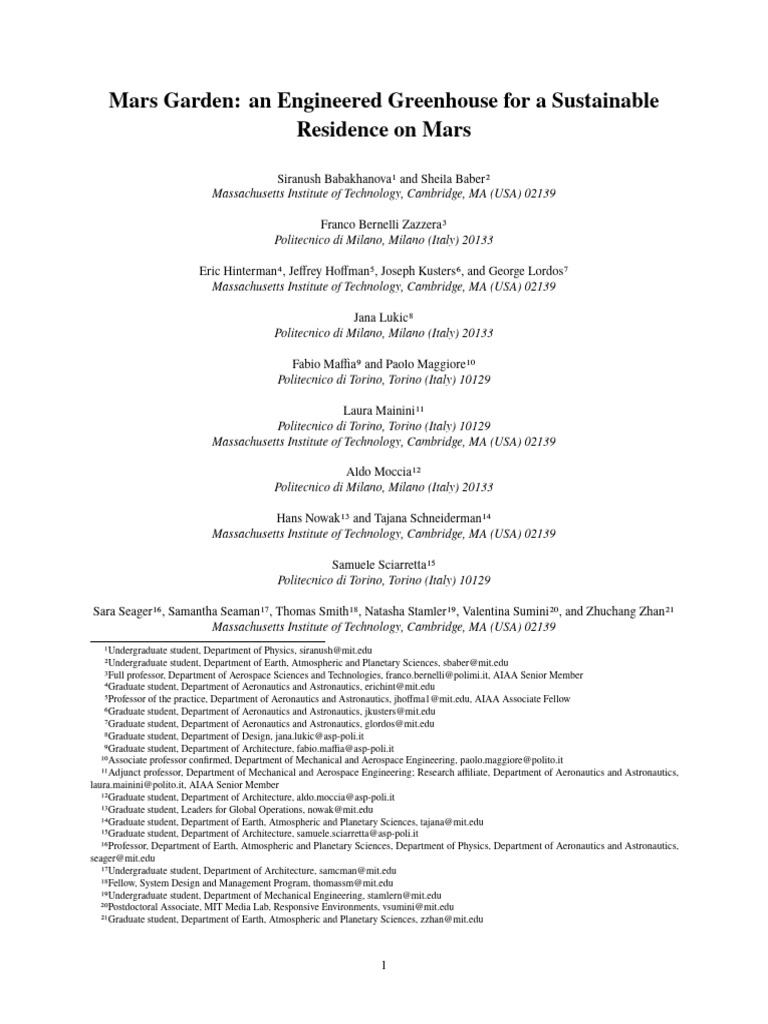 AIAA_Paper___Mars_Garden_15_07_2019 | PDF | Hydroponics | Mars
