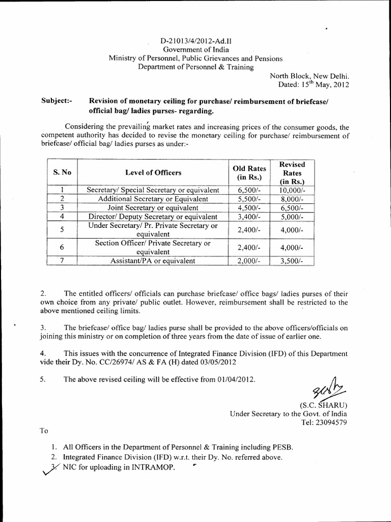 Revised Briefcase Allowance Rates | PDF | Public Administration ...