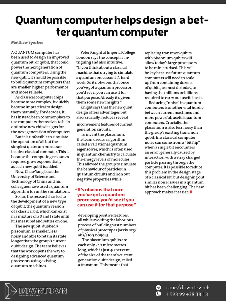 Article 5 Quantum Computer | PDF | Quantum Computing | Theoretical Physics