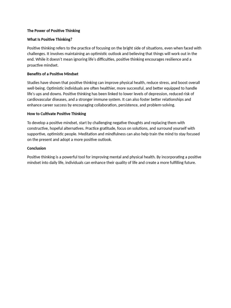 The Power of Positive Thinking | PDF