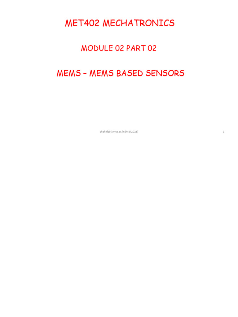 Met402 Mod 02 Mems Sensors | PDF | Accelerometer | Inertial Navigation ...