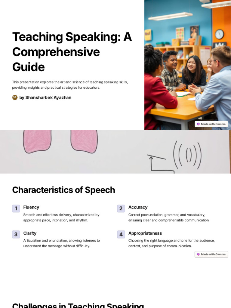 Teaching Speaking Skills: A Guide | PDF | Communication | Fluency