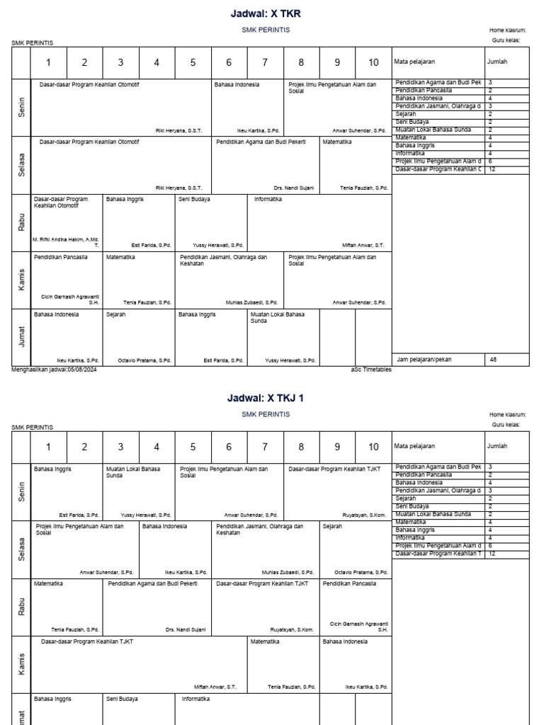 JADWAL SISWA TP 2024-2025 REV 3 | PDF