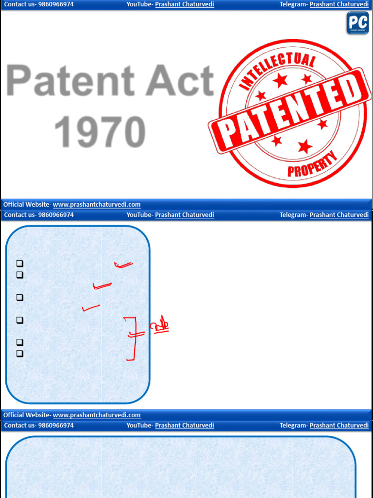 Lecture 3 - Patent Act 1970 (Part-1) | PDF | Patent | Glossary Of ...