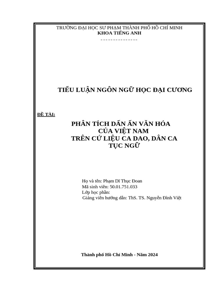 # Mẫu Tiểu Luận HCMUE - Việt | PDF