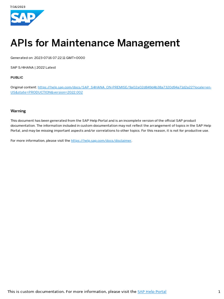 APIs for Maintenance Management 2-pdfdownload | PDF | Information | Computing