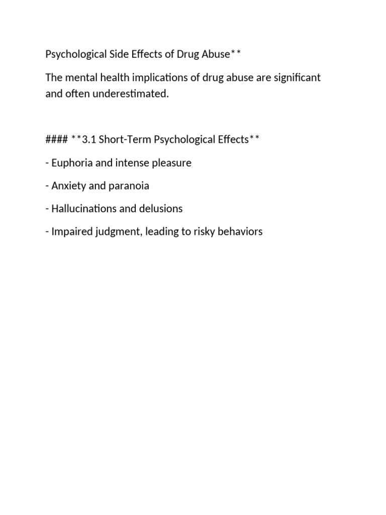Psychological Effects of Drug Abuse | PDF