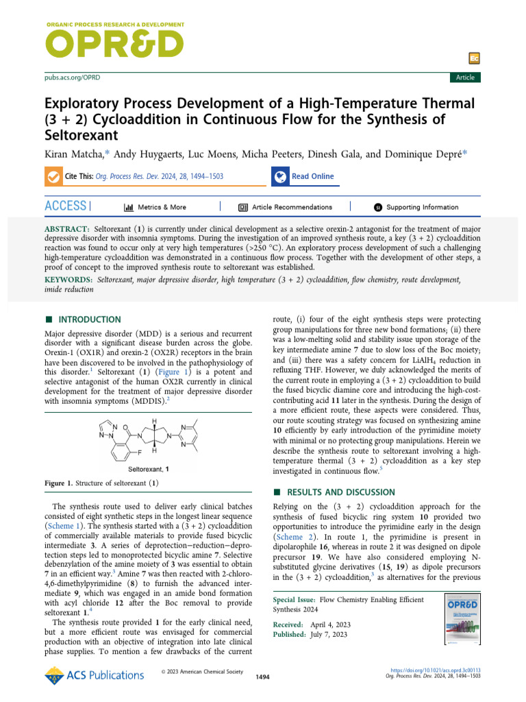 Synthesis of Seltorexant via High-Temp Cycloaddition | PDF | Organic ...