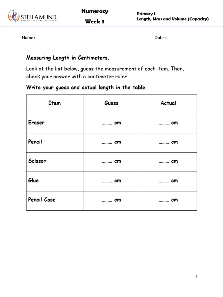 Numeracy P1 W3 | PDF