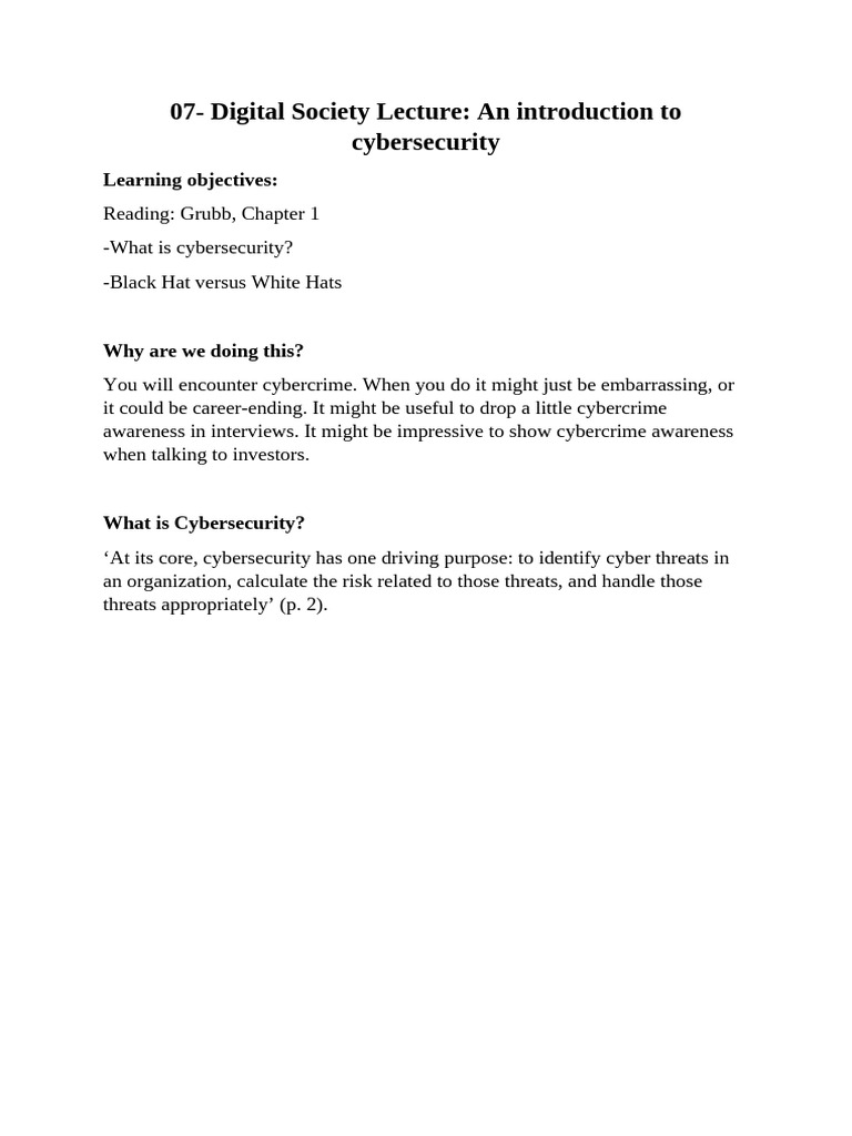 Cybersecurity Basics & Hacker Types | PDF