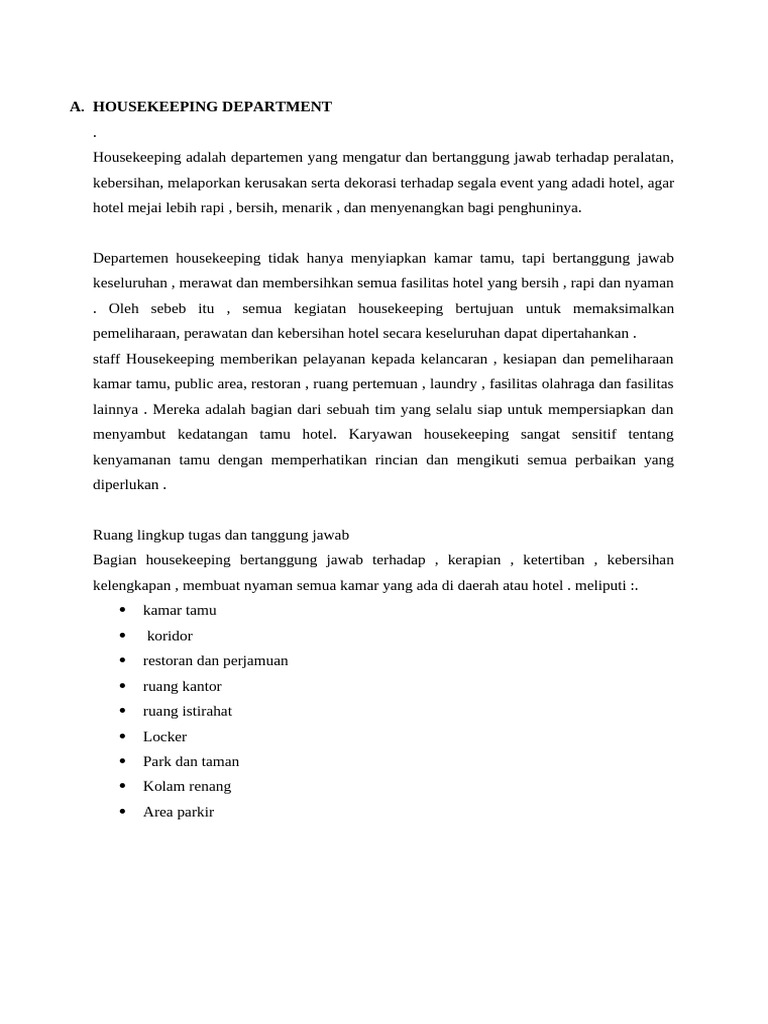 Sop Housekeeping | PDF