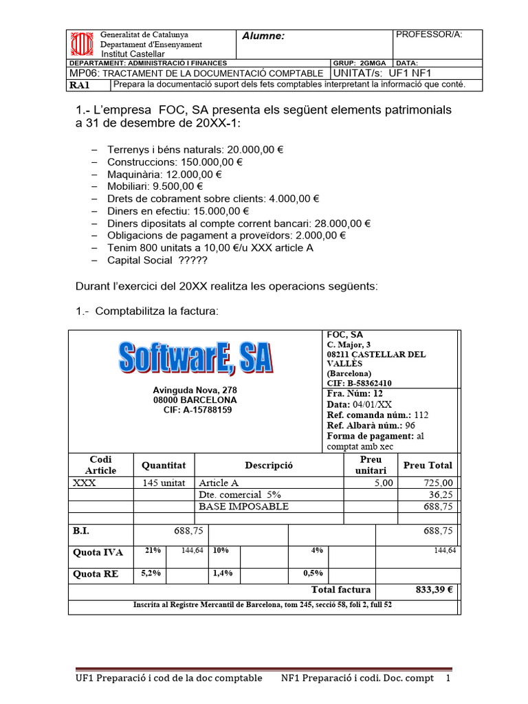 05 Exercici FOC Factures | PDF