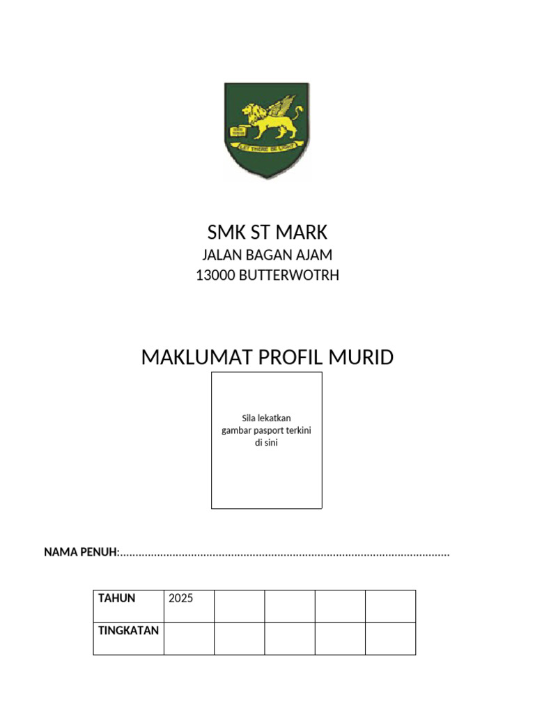 Profil Murid SMK St Mark 2025 | PDF