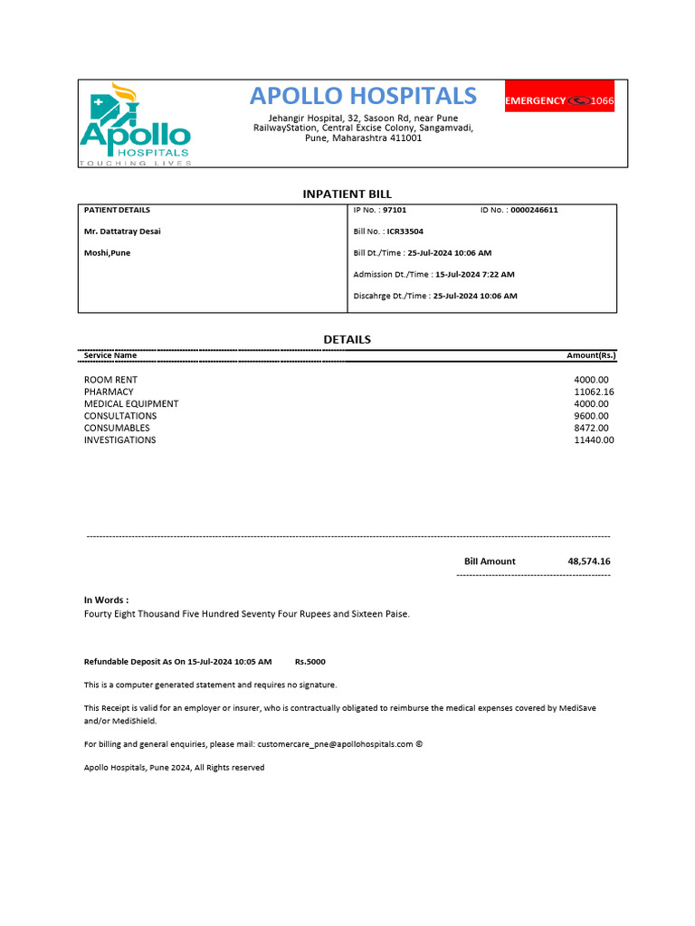 80D Medical Bill | PDF | Service Industries | Medicine