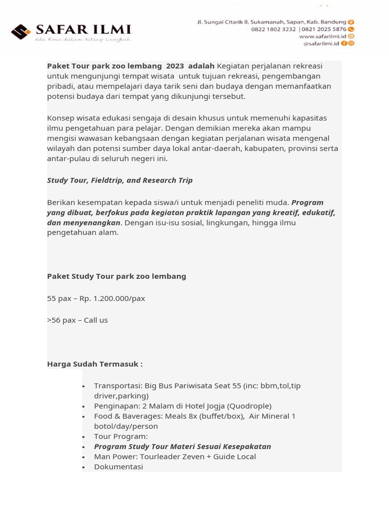 Laporan Kegiatan Wisata | PDF