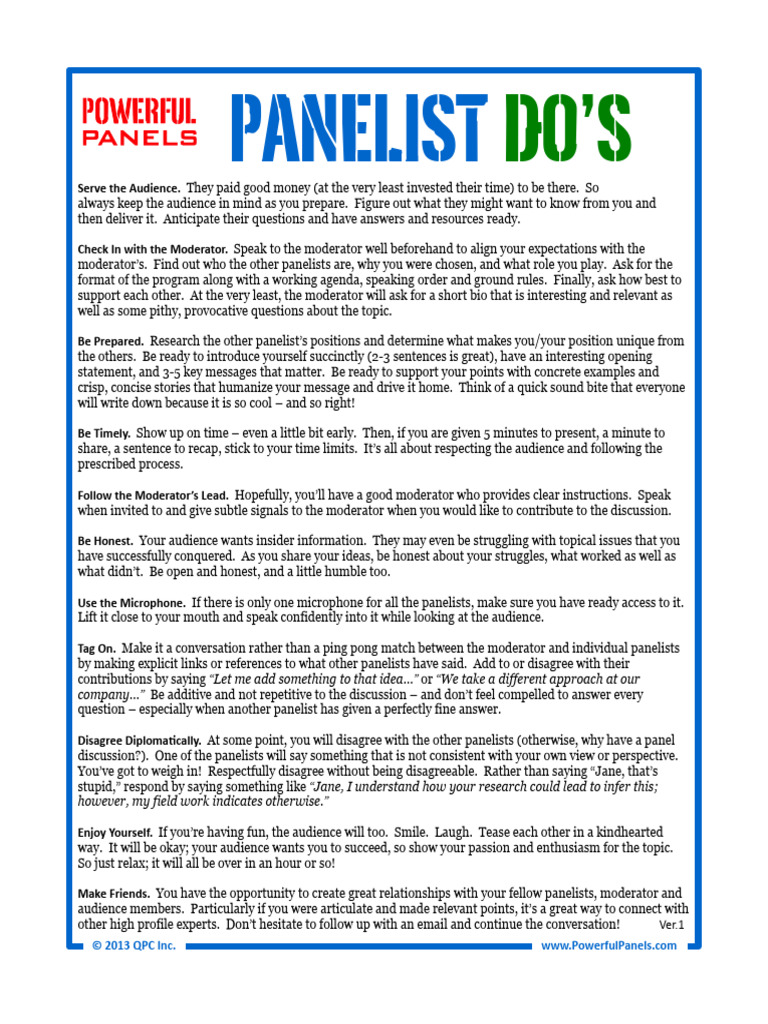 BONUSPowerful Panelist Tip Sheet | PDF