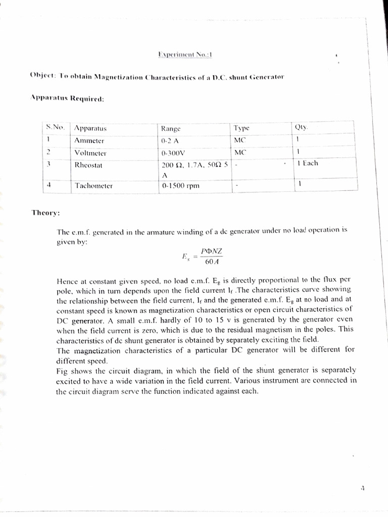 Magnetization Characteristics of DC Generator | PDF | Electric ...