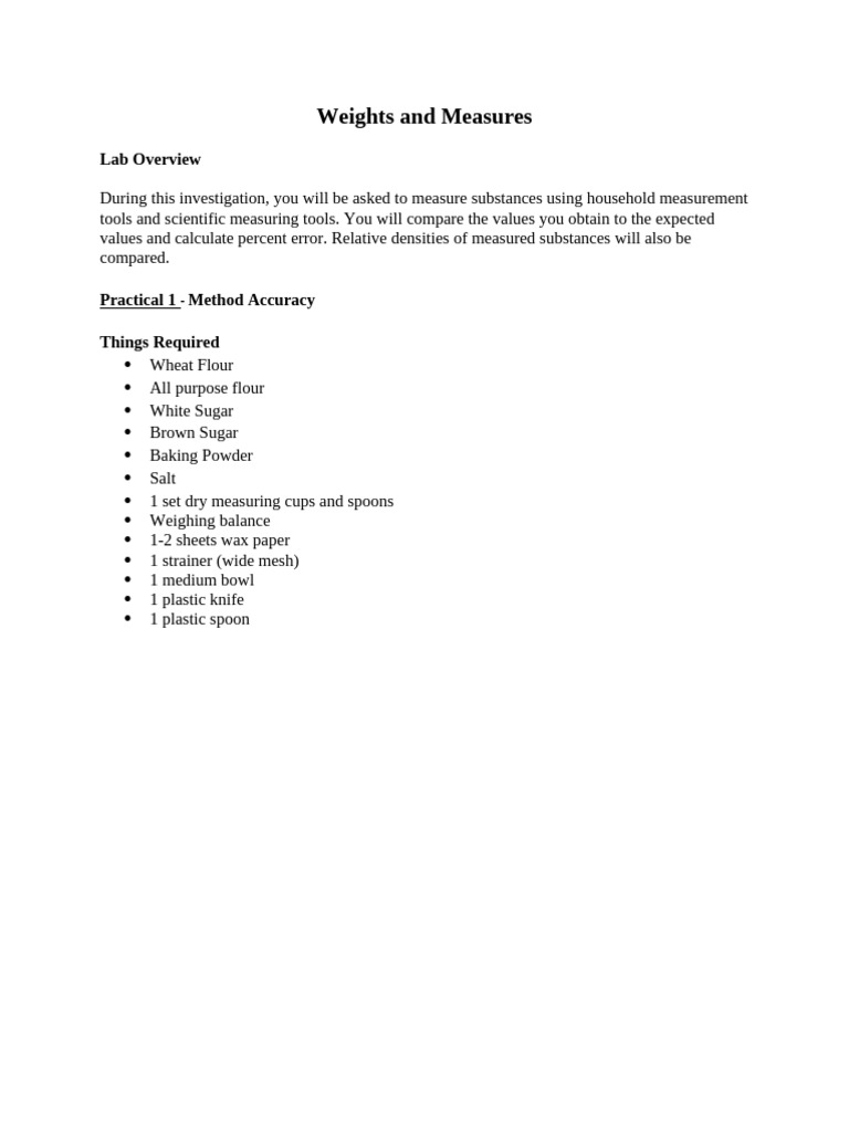 Food Lab Practical-1 | PDF | Spoon | Weight
