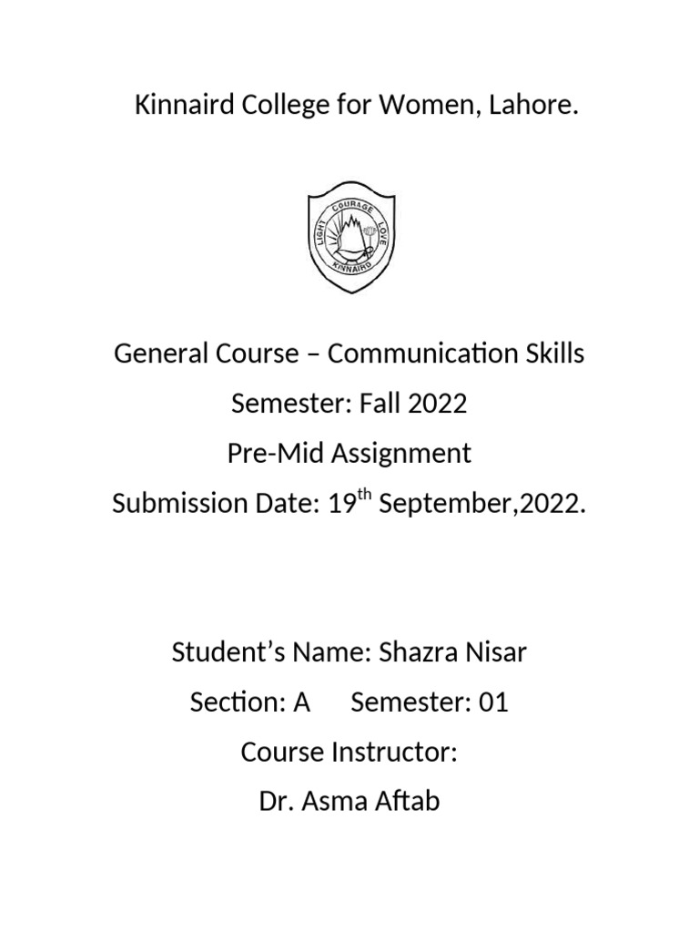 COMMUNICATION SKILLS ASSIGNMENT | PDF