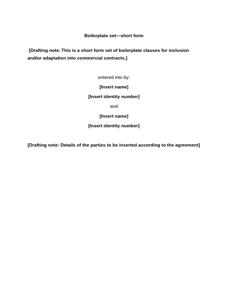 Short Form Boilerplate Clauses | PDF | Arbitration | Mediation