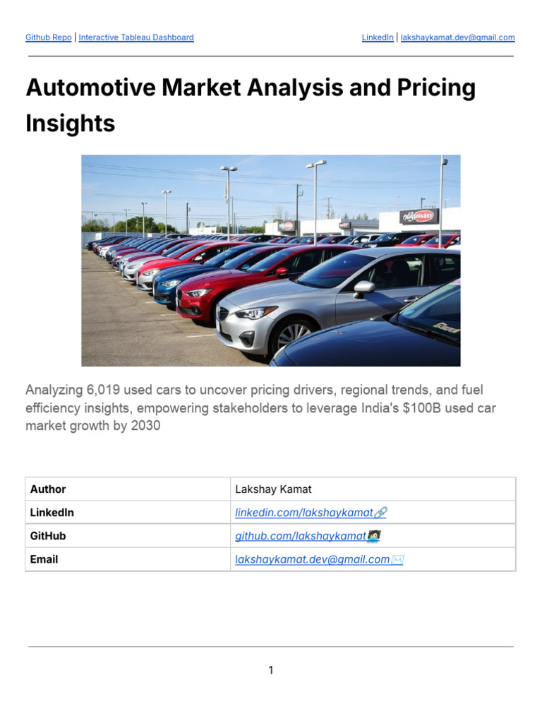 Automotive Market Analysis and Pricing Insights | PDF | Fuel Economy In ...