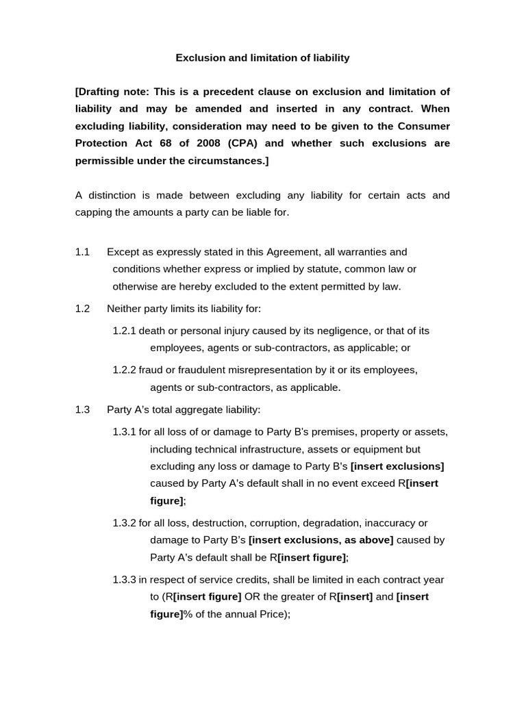 Exclusion and limitation of liability | PDF | Legal Liability | Expense