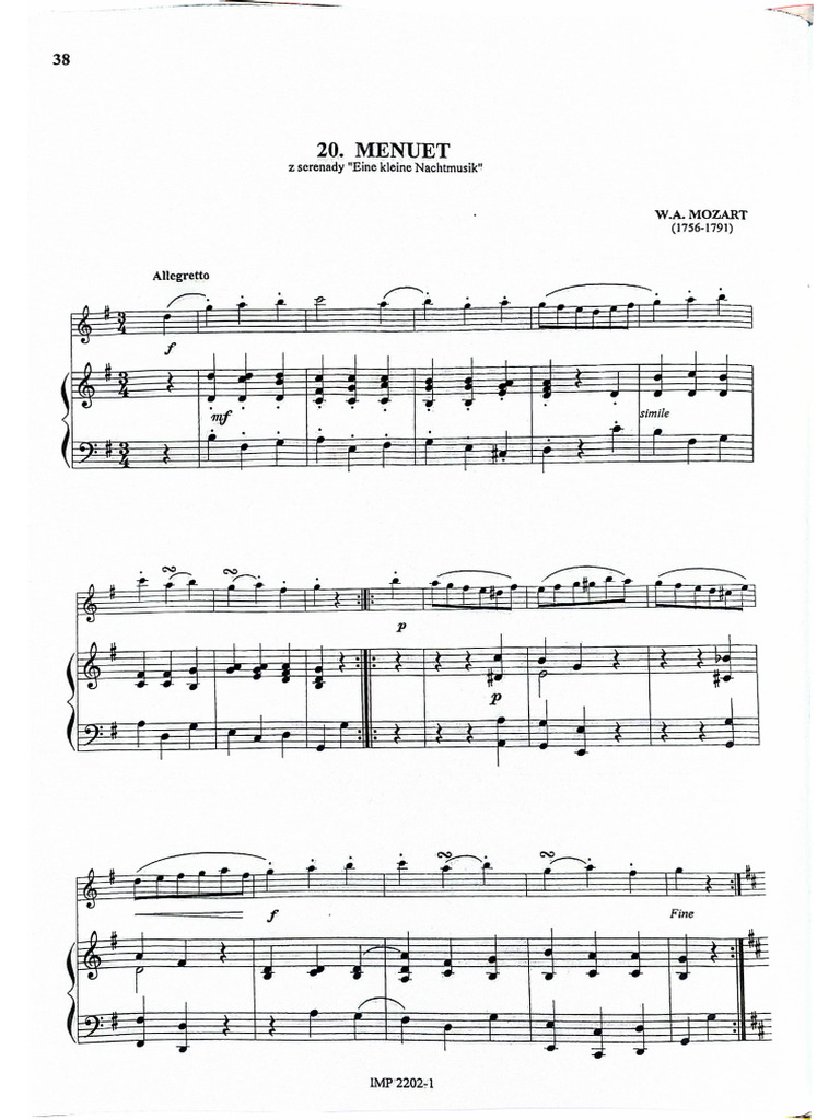 Mozart - Menuet Eine kleine Nachtmusik | PDF