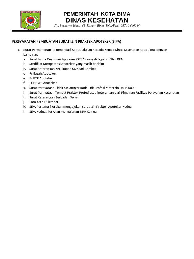 Persyaratan Pengajuan SIP Apoteker | PDF