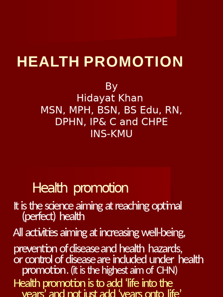 Comprehensive Guide to Health Promotion | PDF | Smoking | Health Promotion