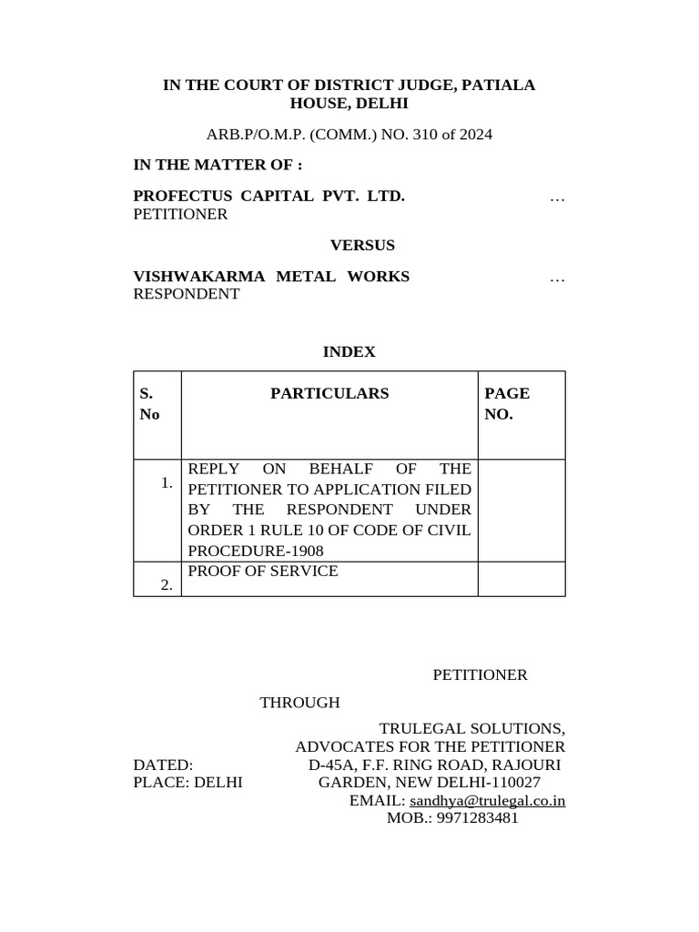 Reply to Application in Arbitration Case | PDF | Arbitration | Affidavit