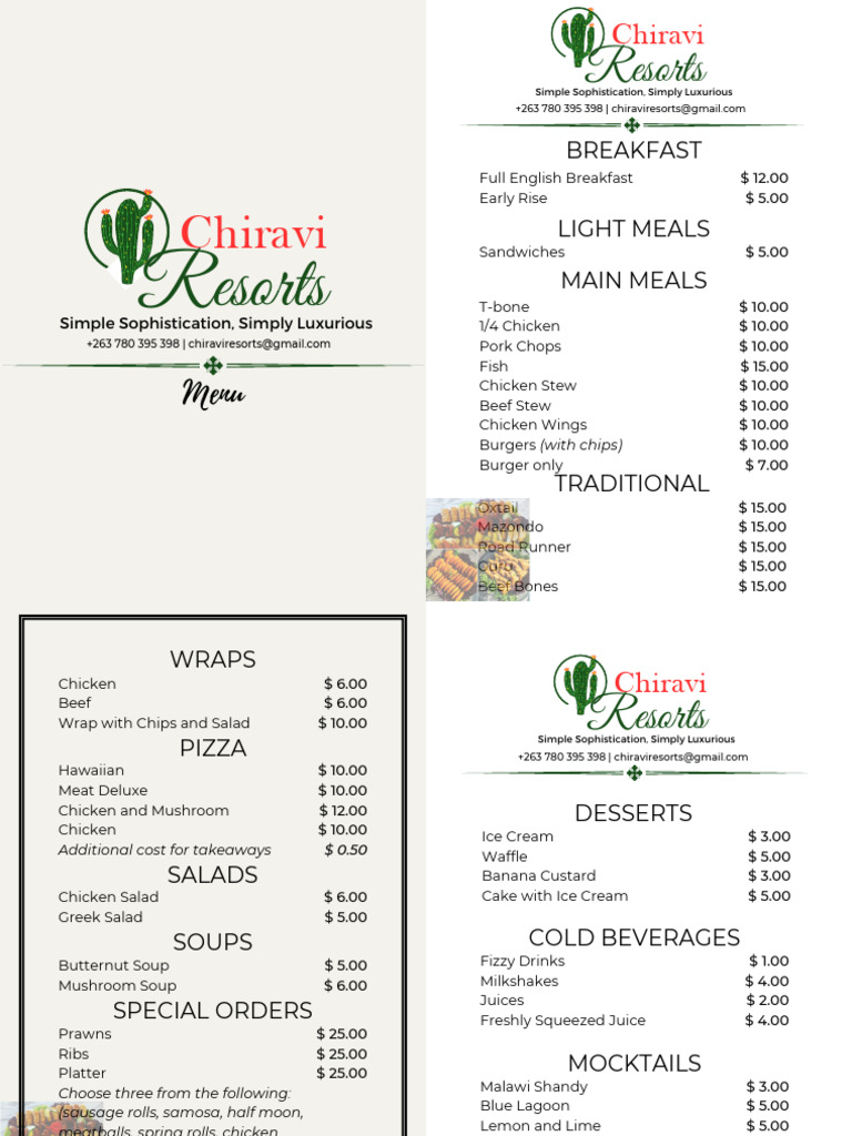 Chiravi Resorts Menu 2 | PDF | Hamburgers | Meal