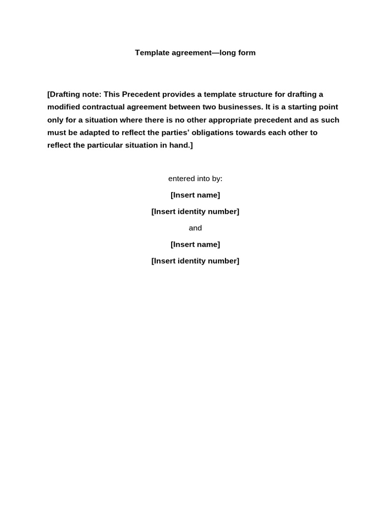 Template Agreement Long Form | PDF | Indemnity | Taxes
