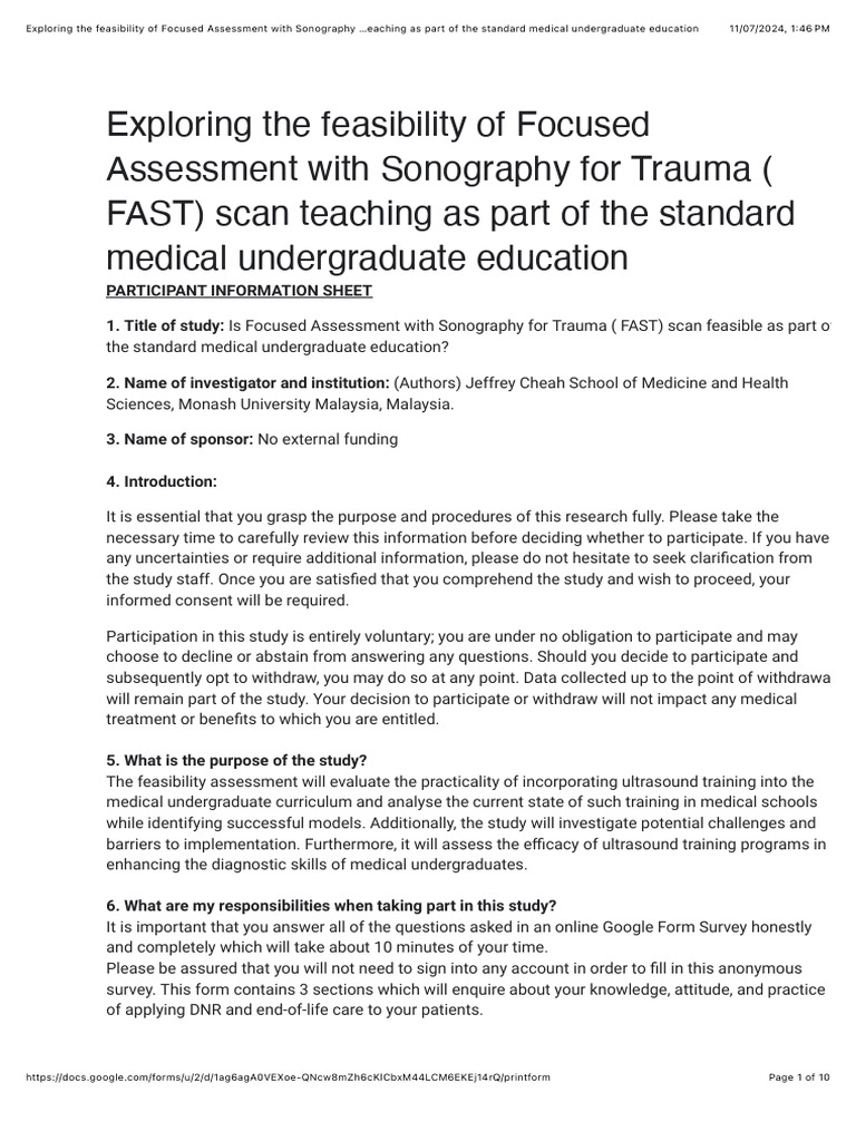 Exploring The Feasibility of Focused Assessment With Sonography For ...