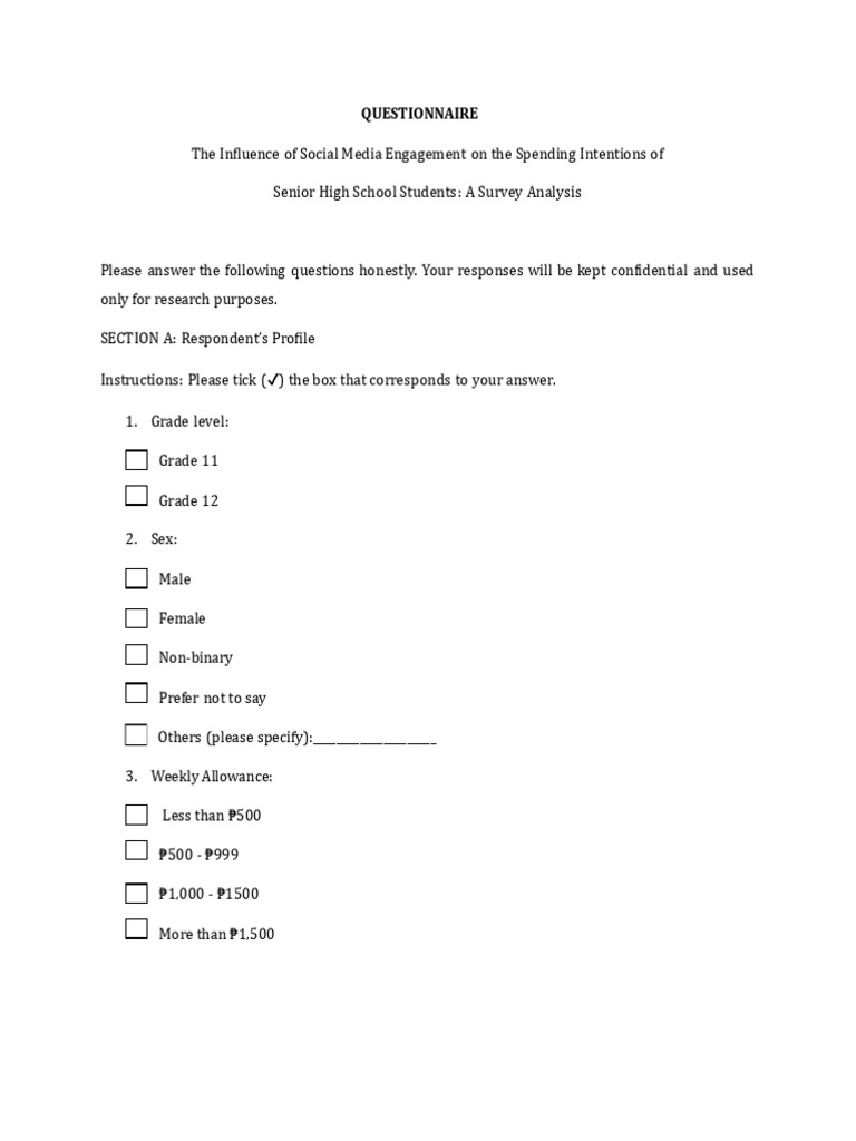 Research Questionnaire | PDF | Questionnaire | Social Media