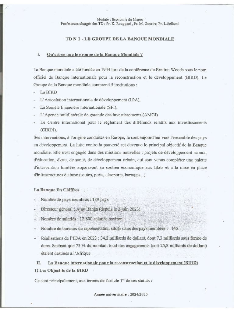 TD 1 Économie Du Maroc s4 | PDF