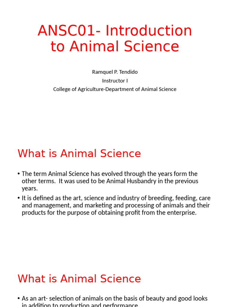 ANSC01- Introduction to Animal Science | PDF | Sheep | Livestock