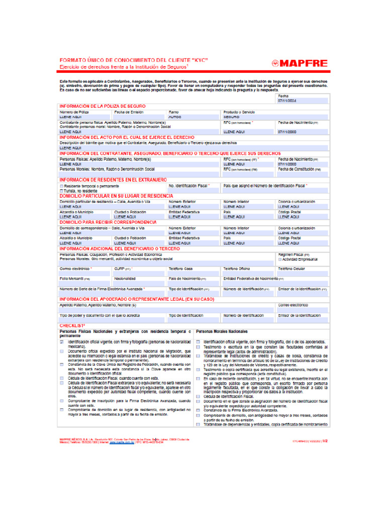 Ejemplo Formatos Mapfre | PDF