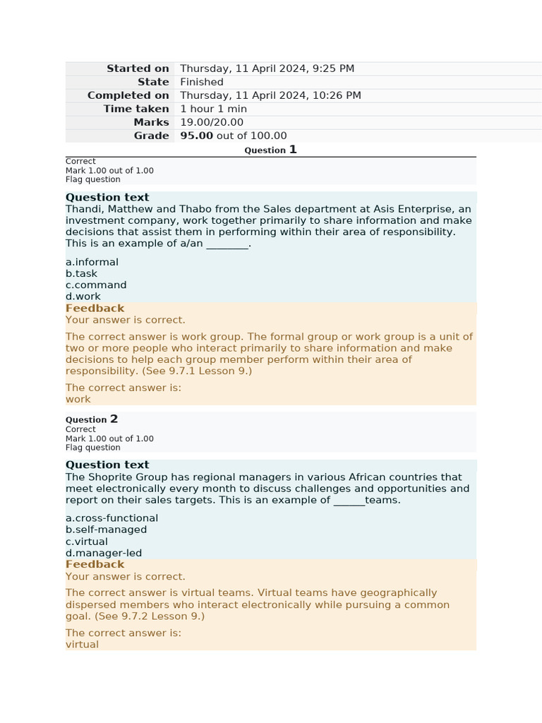 MNB1501 Exam Insights and Answers | PDF | Lean Manufacturing | Social ...