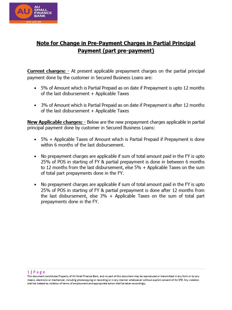 Annexure - 1 - Note-on-Prepayment-charg | PDF | Money | Credit