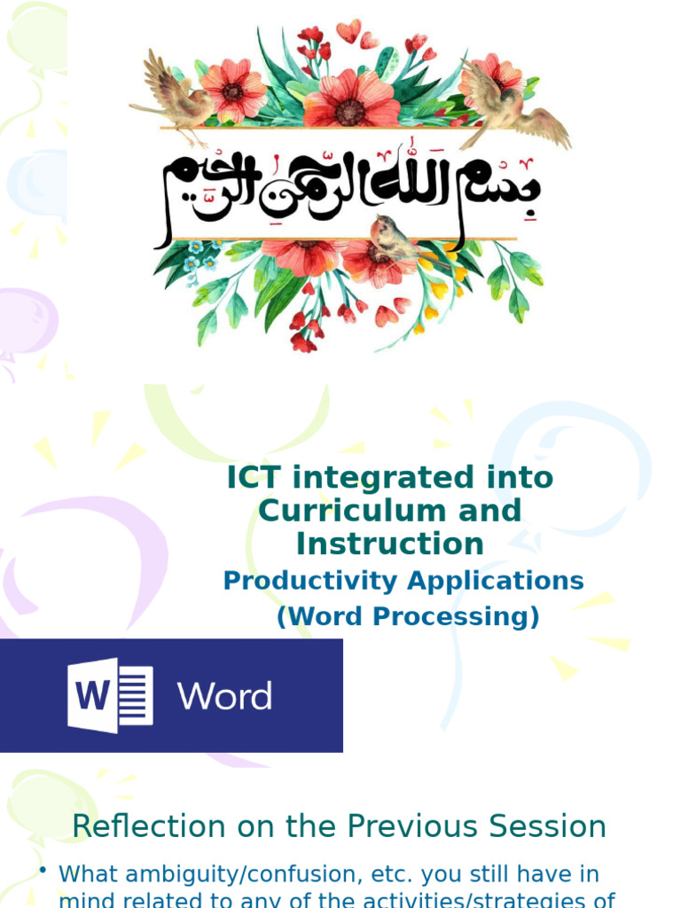 Session 7 Productivity Applications (Word Processing) | PDF | Microsoft Word | Window (Computing)