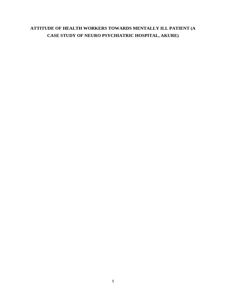 Attitude of Health Workers Towards Mentally Ill Patient | PDF | Mental Health | Mental Disorder