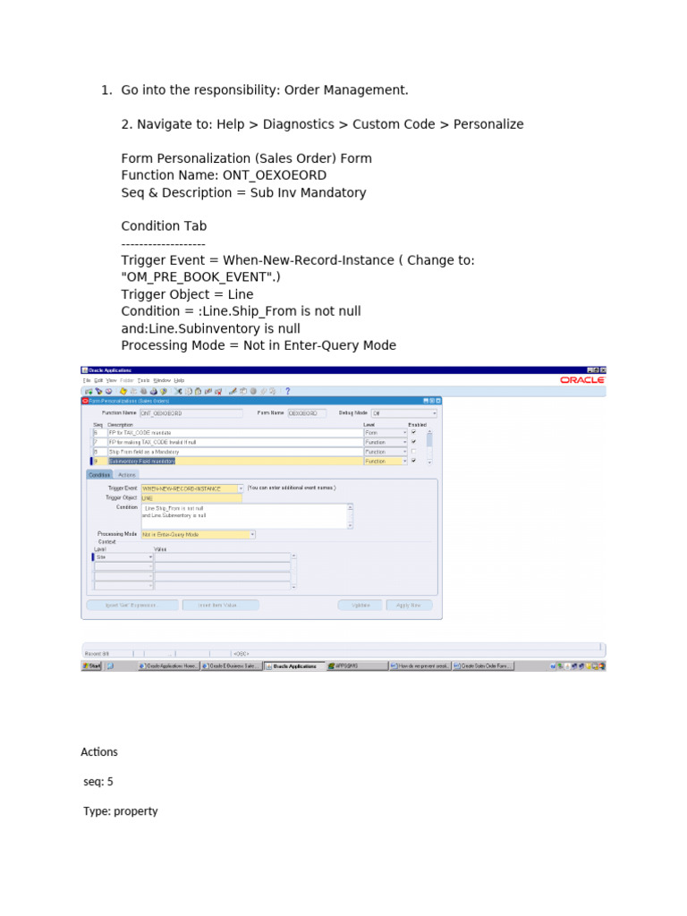 Create Sales Order Form Personalization for Line.subinventory | PDF