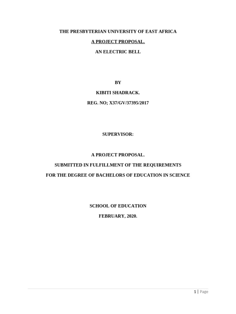 Electric Bell Project Proposal | PDF | Electricity | Manufactured Goods