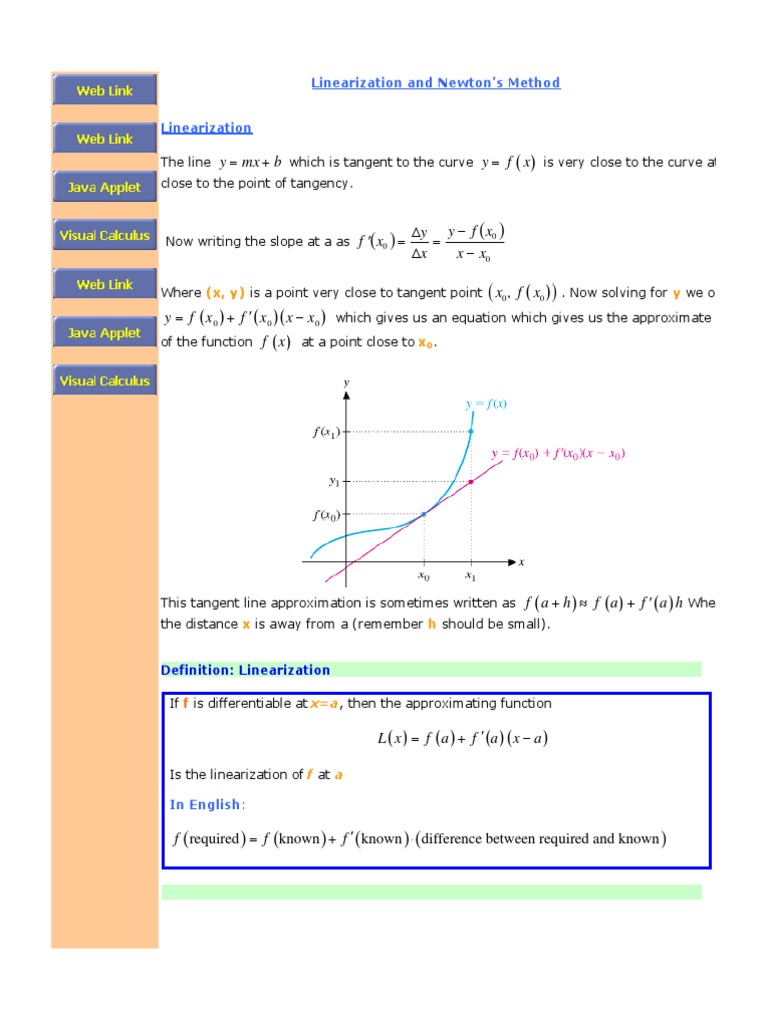 Linearization | PDF | Tangent | Mathematics Of Computing