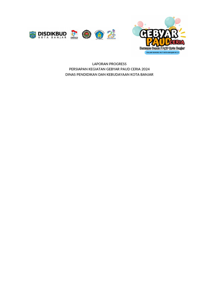 Laporan Progress Gebyar Paud | PDF