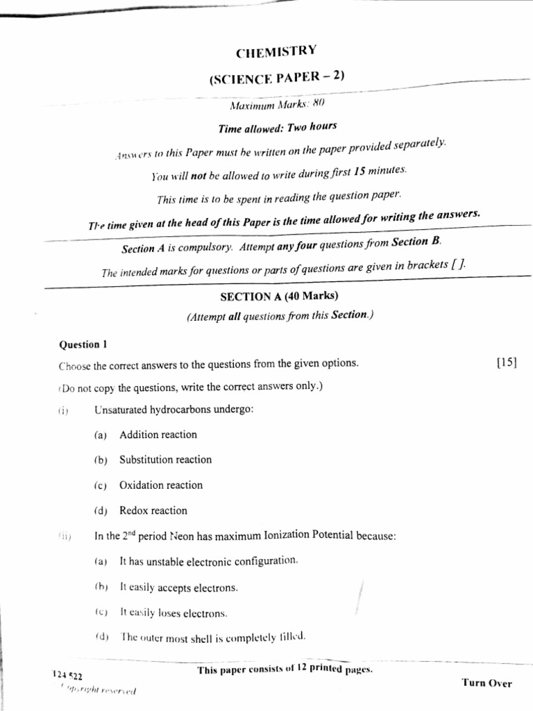 23-24 X CHEM Board Paper | PDF