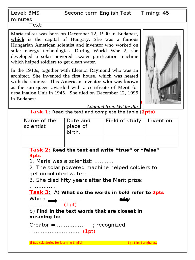 English Test on Scientists and Inventions | PDF | Linguistics | Syntax