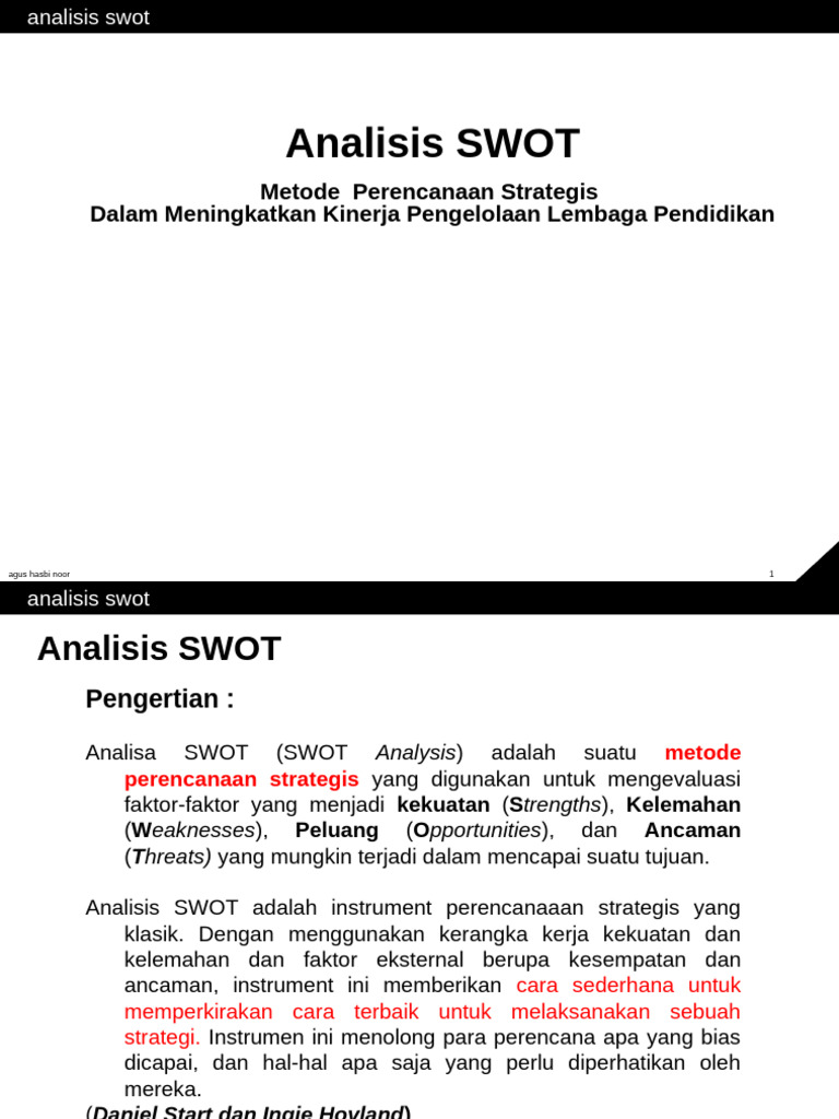 Materi-SWOT Analysis Pengelolaan Pendidikan | PDF