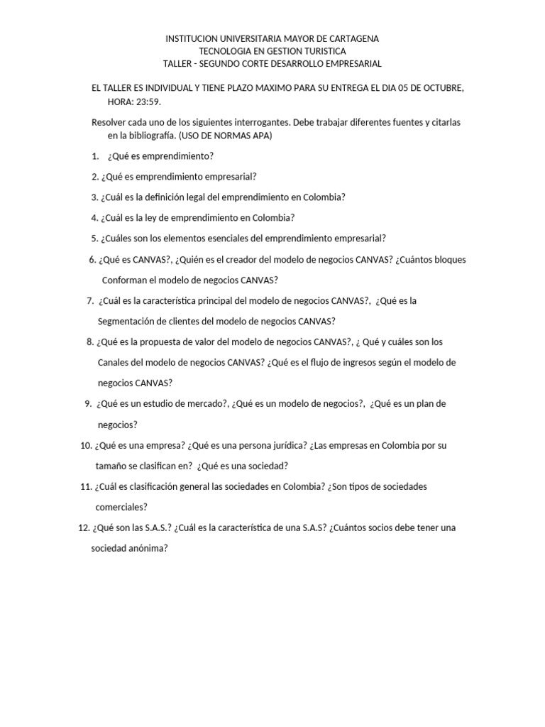 Actividad Segundo Corte DESARROLLO EMPRESARIAL | PDF