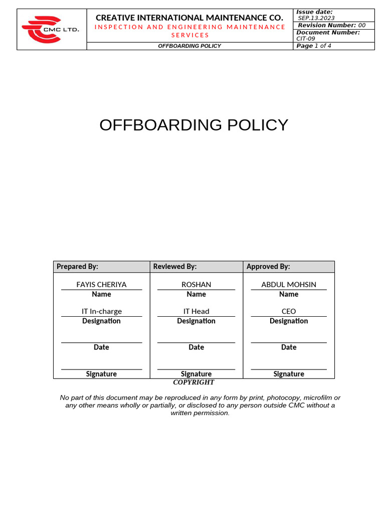 CIT-09 Offboarding Policy | PDF | Human Resources